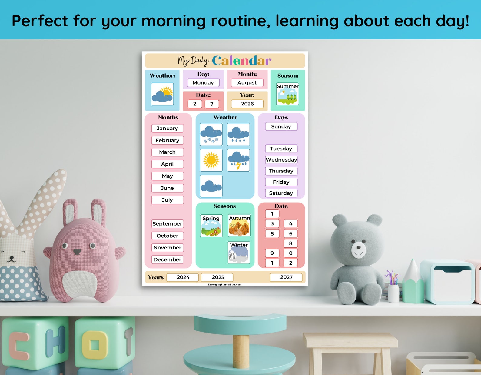 Children's Montessori Daily Calendar/ Interactive Home School Calendar ...