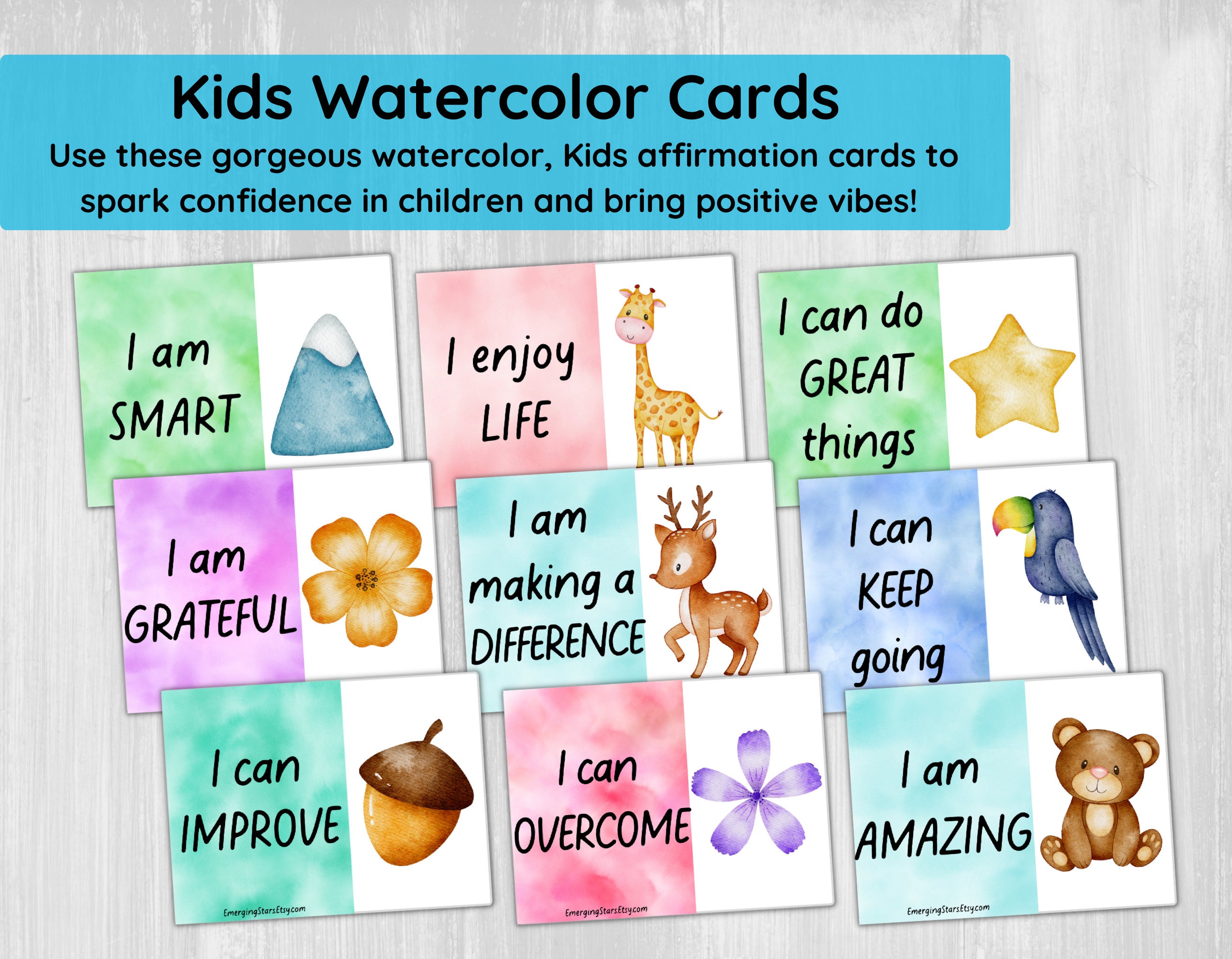 Positive Kids Affirmation Cards, Children's Cute Encouragement Notes ...