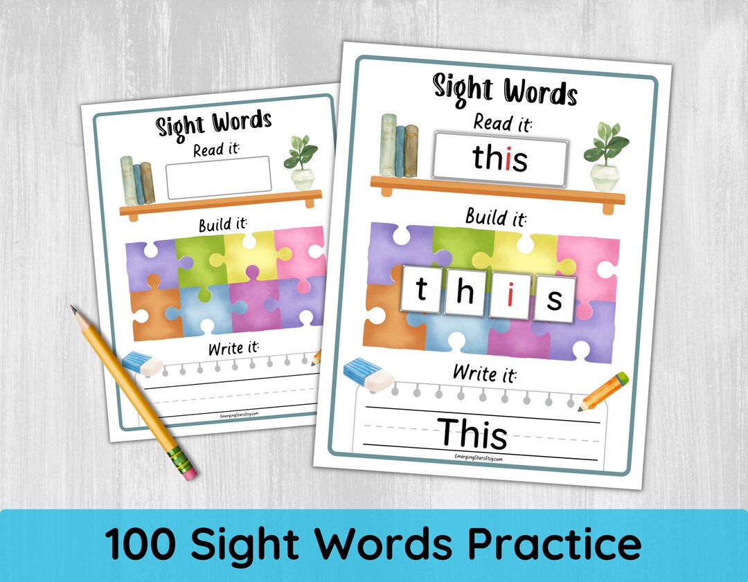 First 100 Sight Word Practice, Printable Spelling Game, Preschool Grade ...