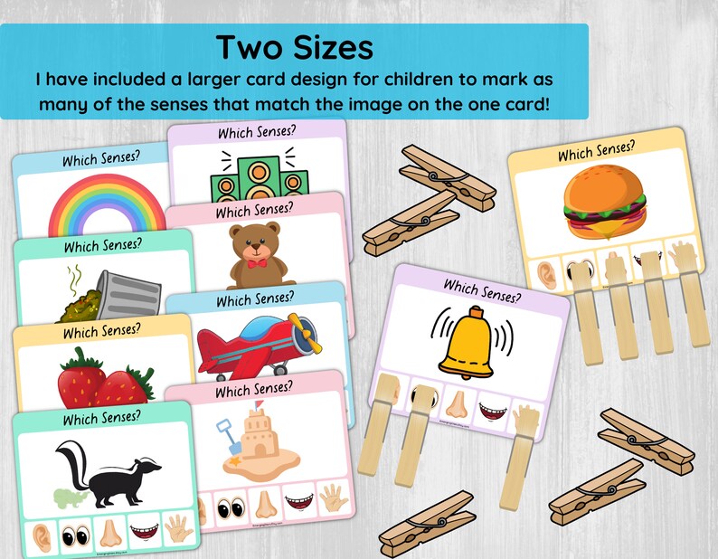 Preschool 5 Senses Match and Clip Cards/ Toddler Five Senses Activity ...