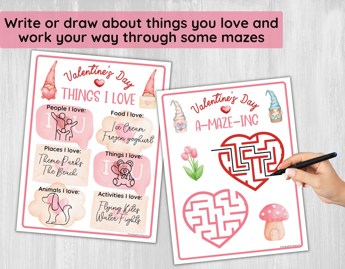 Kids Gnome Valentines Day Activities Printable/ Valentines Day Games ...