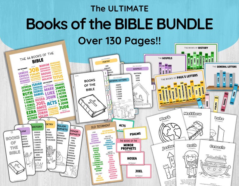 Ultimate Books of the Bible, Color in Bookmarks, Kids Bible Sorting ...