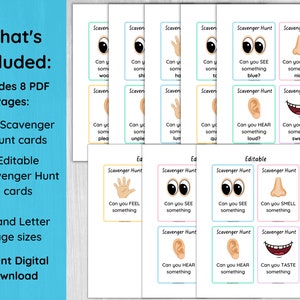 Toddler 5 Senses Scavenger Hunt Cards/ Preschool Five Senses Activity ...