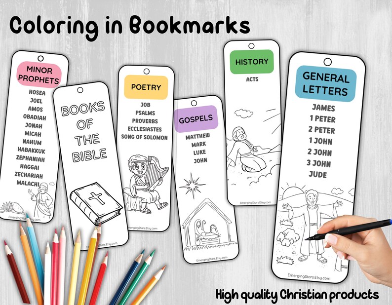Ultimate Books of the Bible, Color in Bookmarks, Kids Bible Sorting ...