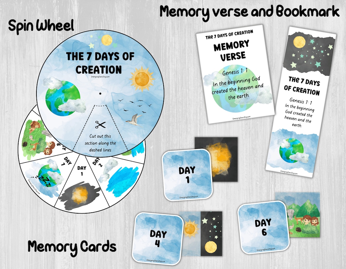7 Days of Creation Printable Kids Bible Activity, Sunday School Story ...