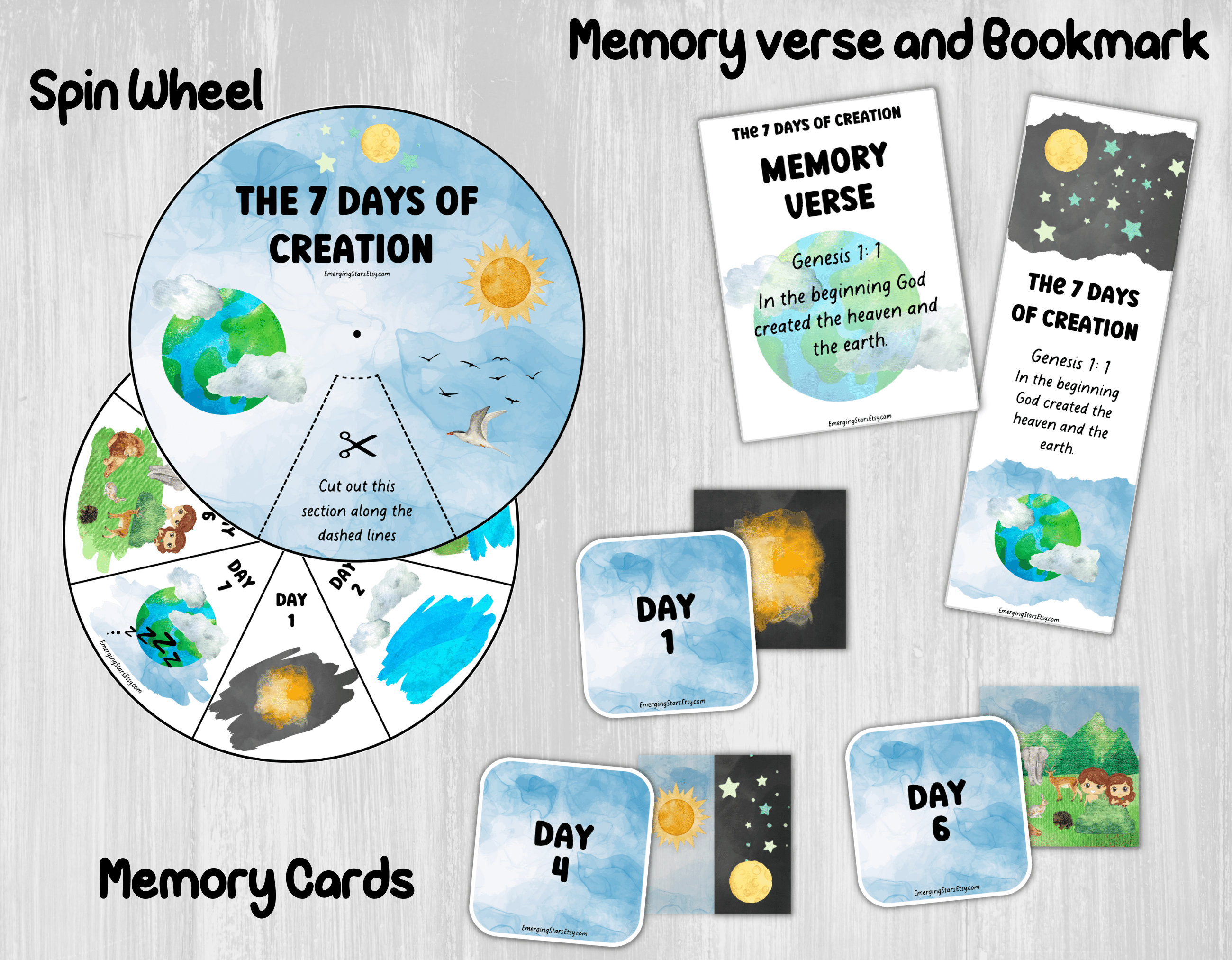 7 Days of Creation Printable Kids Bible Activity, Sunday School Story ...
