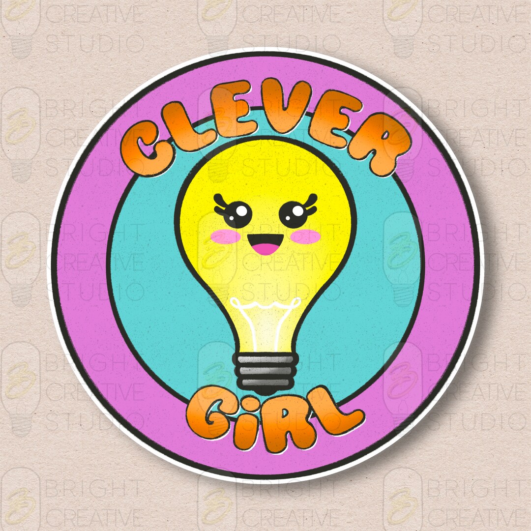 Kawaii Clever Girl Sticker - Etsy