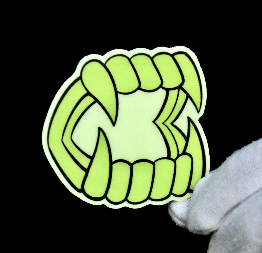 Glow in the Dark Vampire Teeth Sticker - Etsy