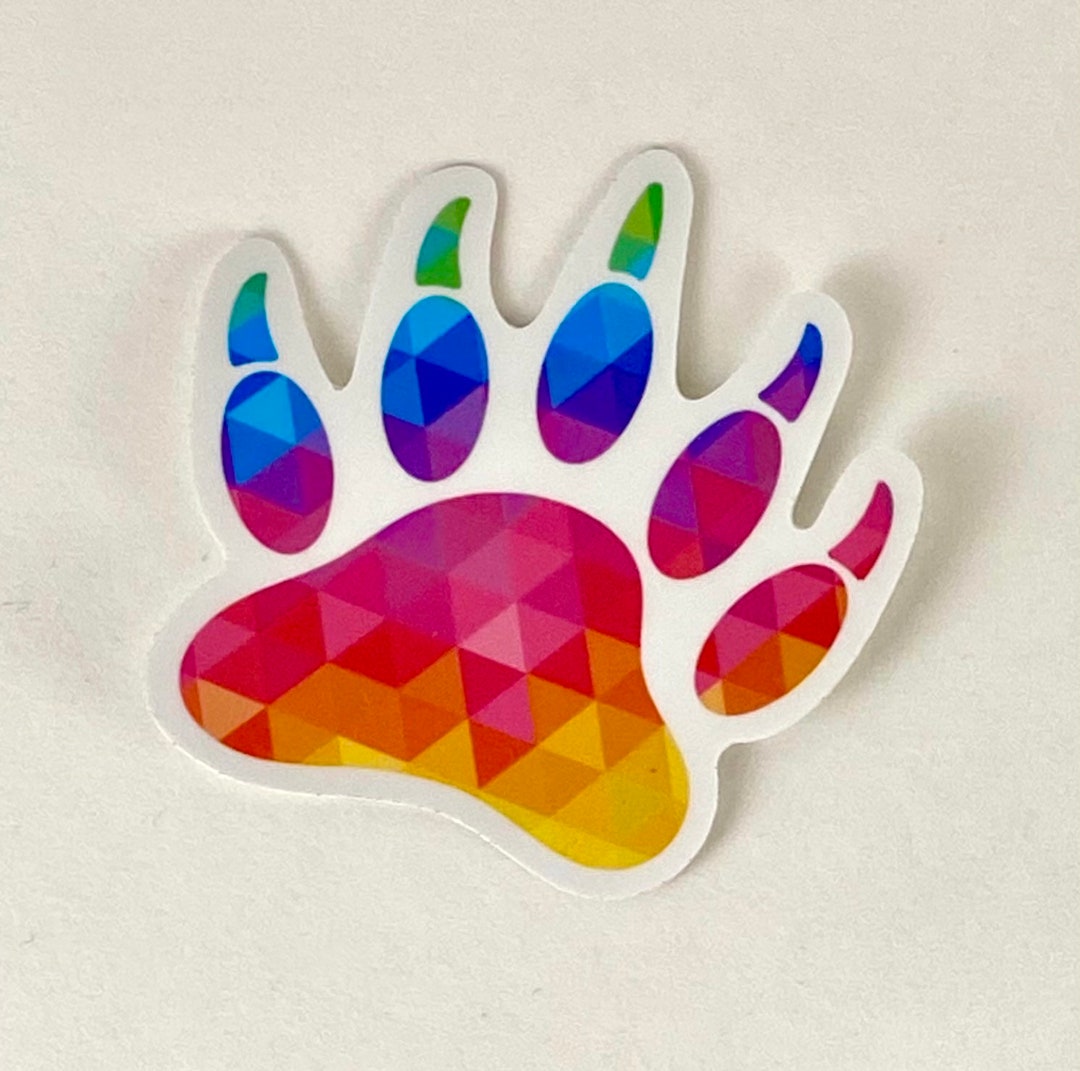 Bear Paw Rainbow Pride Sticker - Etsy