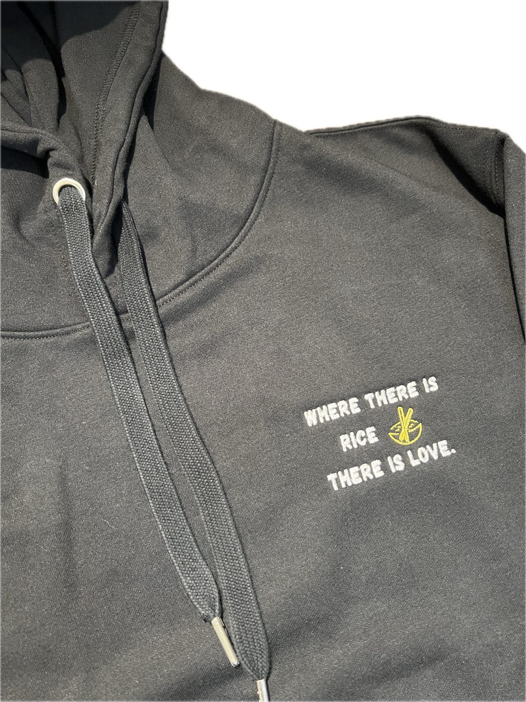 Where There is Rice There is Love Embroidered Unisex Hooded Sweatshirt ...