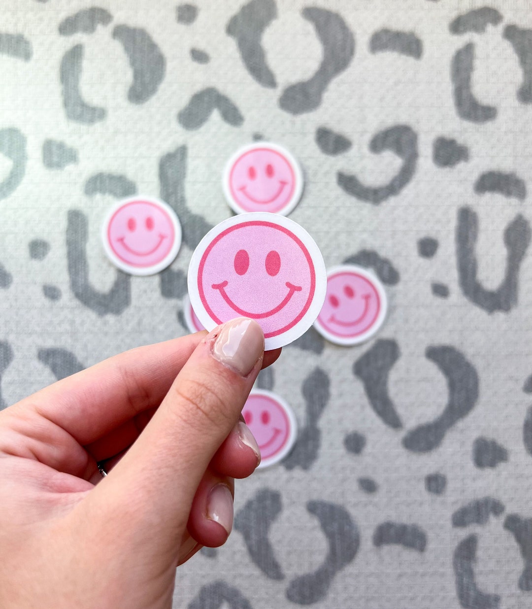 Pink Happy Face Sticker Positivity Stickers Waterproof Stickers Pink ...
