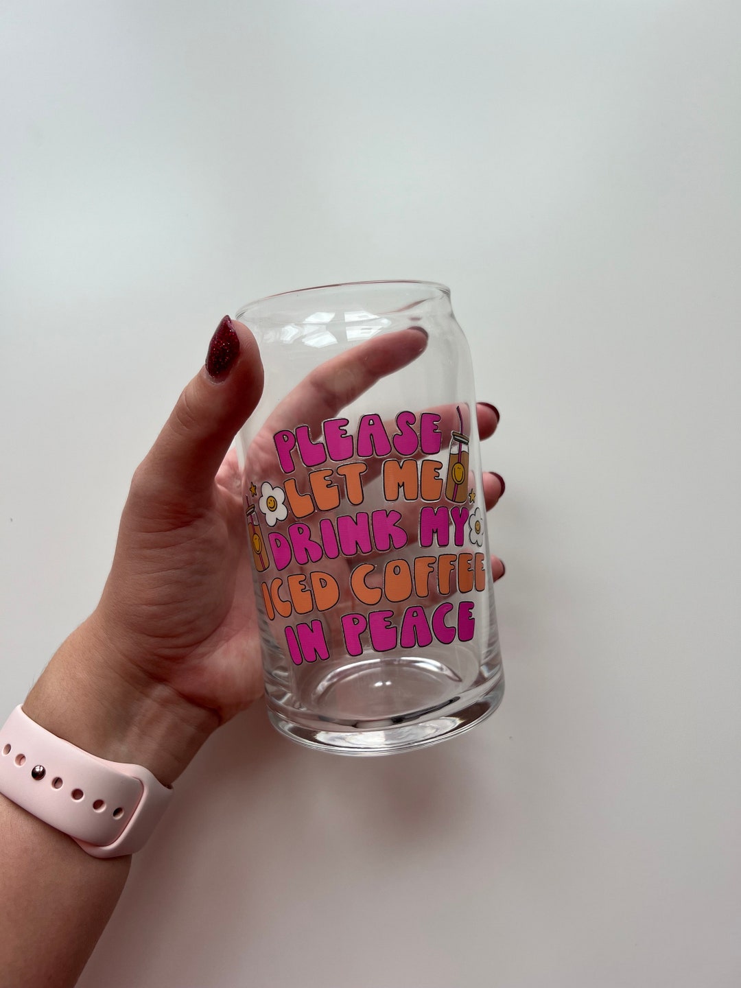 Funny Coffee Cup, Cute Glass Cup, Cute Iced Coffee Cup - Etsy