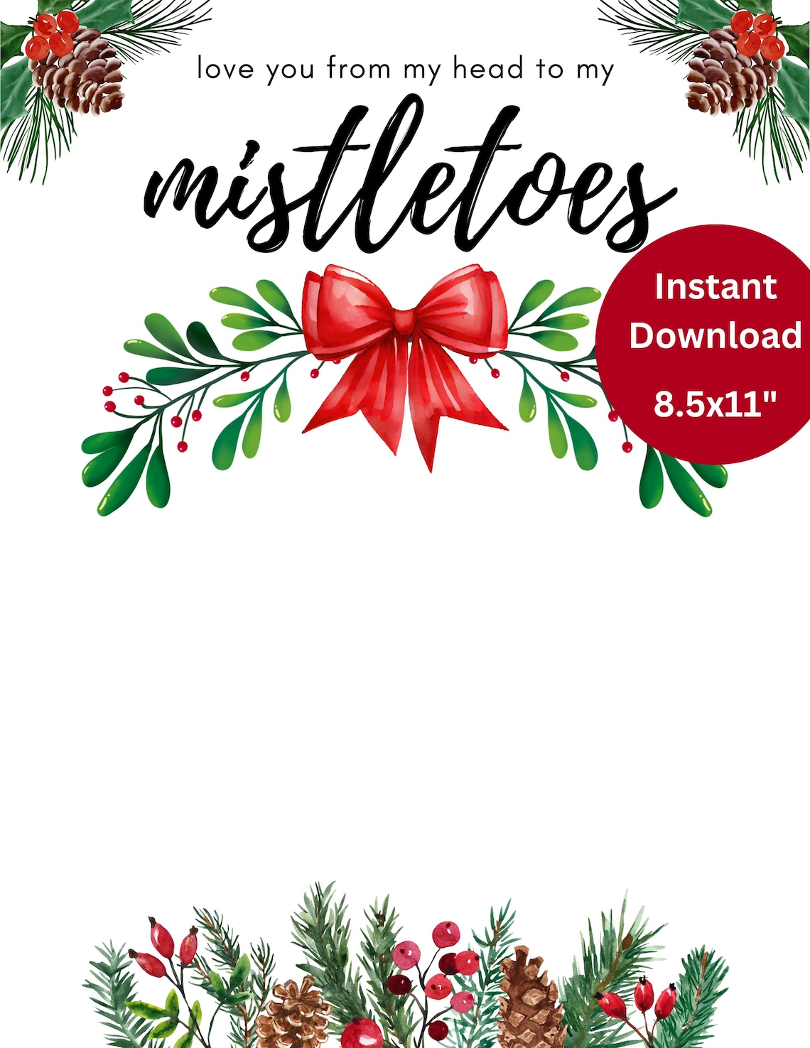 Love You From My Head to My Mistletoes Footprint Art, Christmas ...