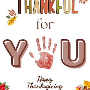 Thankful for You Handprint Art: Thanksgiving Craft (PDF Printable) - Etsy