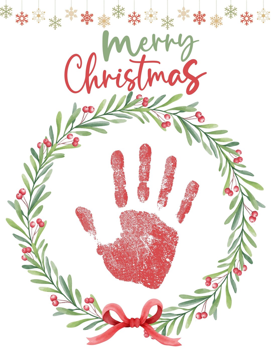 Merry Christmas Handprint Art, Christmas Handprint Art, Printable ...