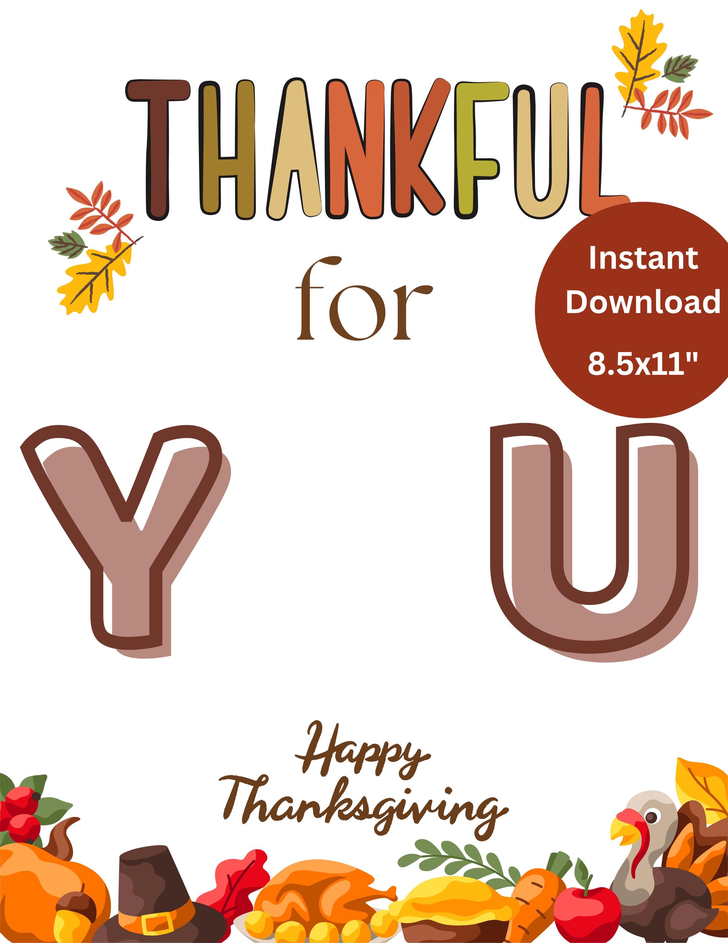 Thankful for You Handprint Art: Thanksgiving Craft (PDF Printable) - Etsy