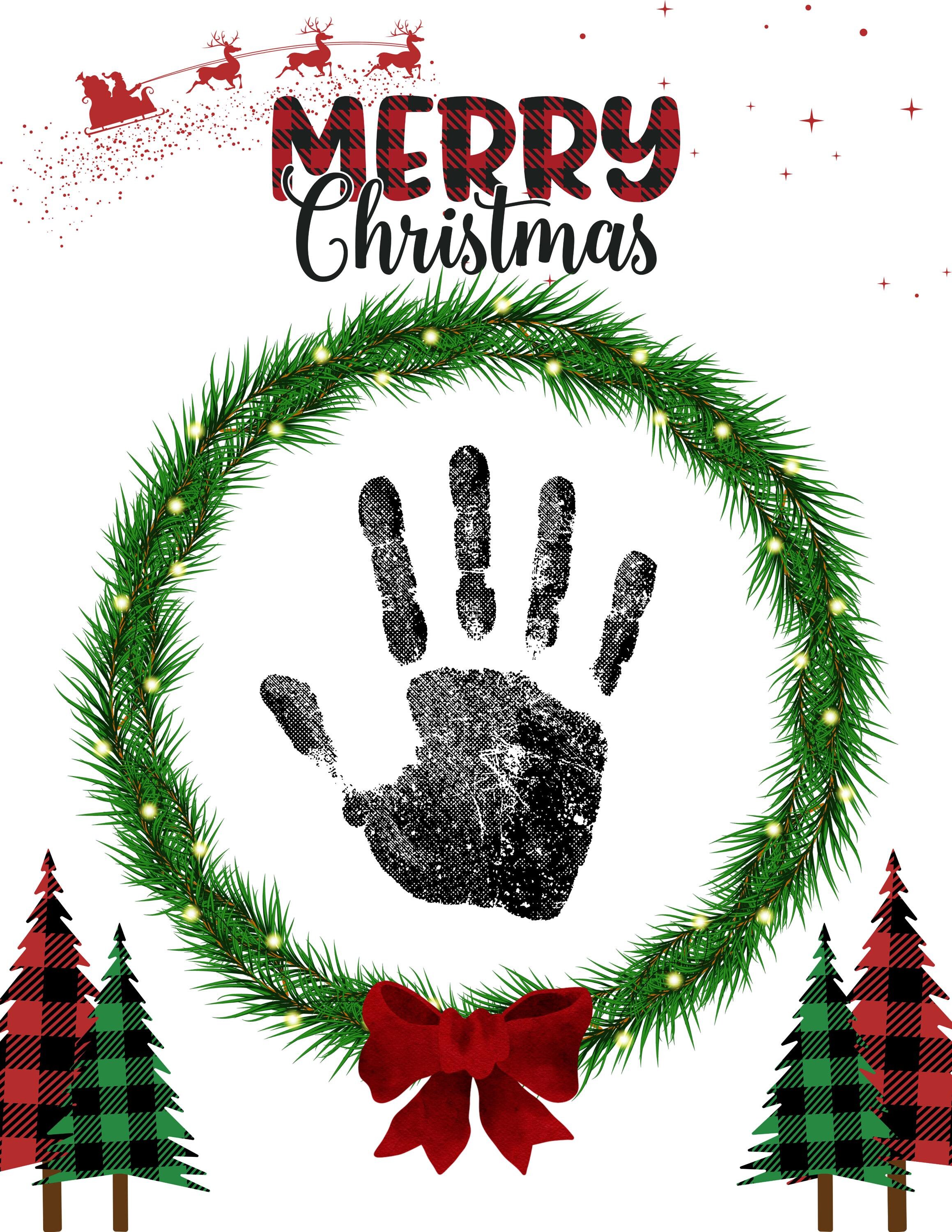 Merry Christmas Handprint Art, Christmas Handprint Art, Printable ...