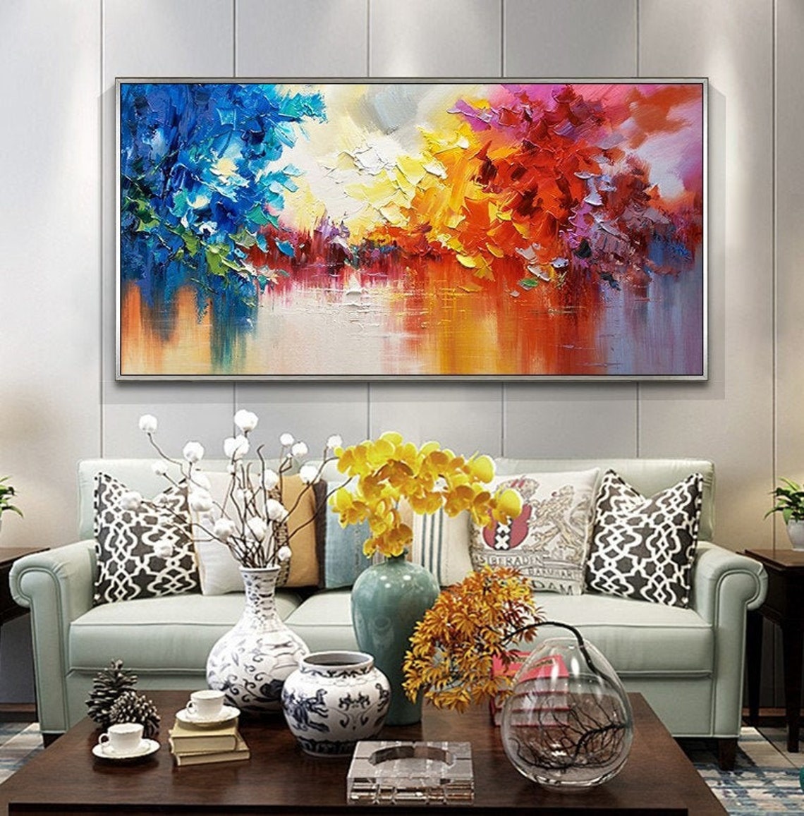 Modern Colorful Wall Art Extra Large Bright Color Artwork | Etsy