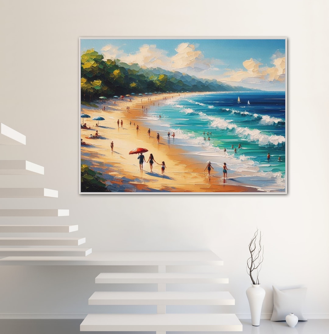 Relaxing at Beach Handmade Abstract Art Gift, Large Minimalist Texture ...