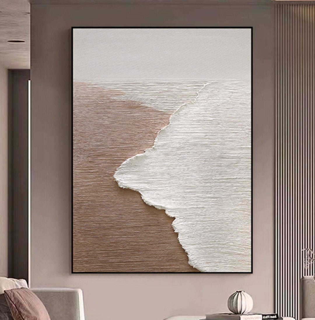 Textured Beach/white Waves Acrylic Painting Oversized Art Brush Stroke ...