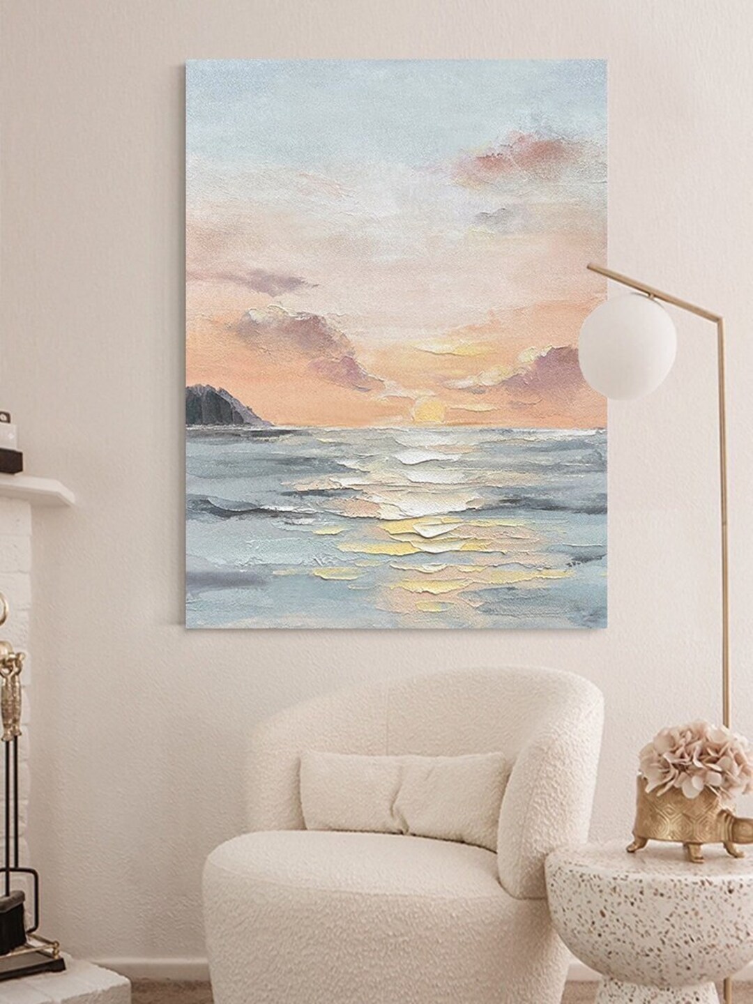 Light Blue and Beight Beach Artwork Modern Large 3D Abstract Floral ...
