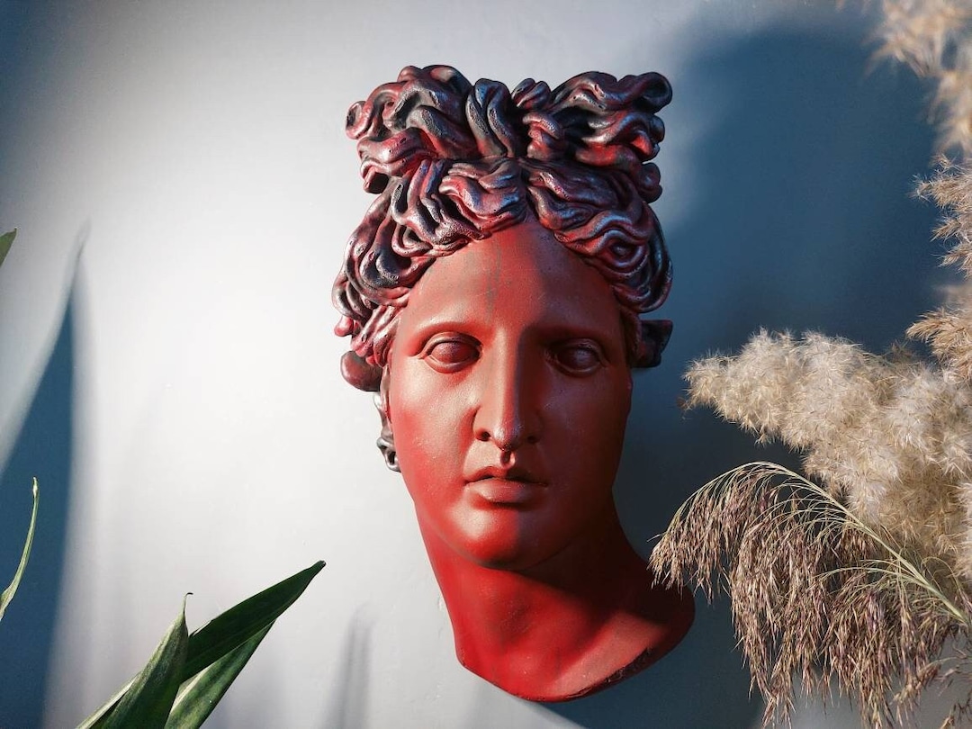 Apollo Red Sculpture - Resin Wall Art Greek God Restaurant Decorations ...