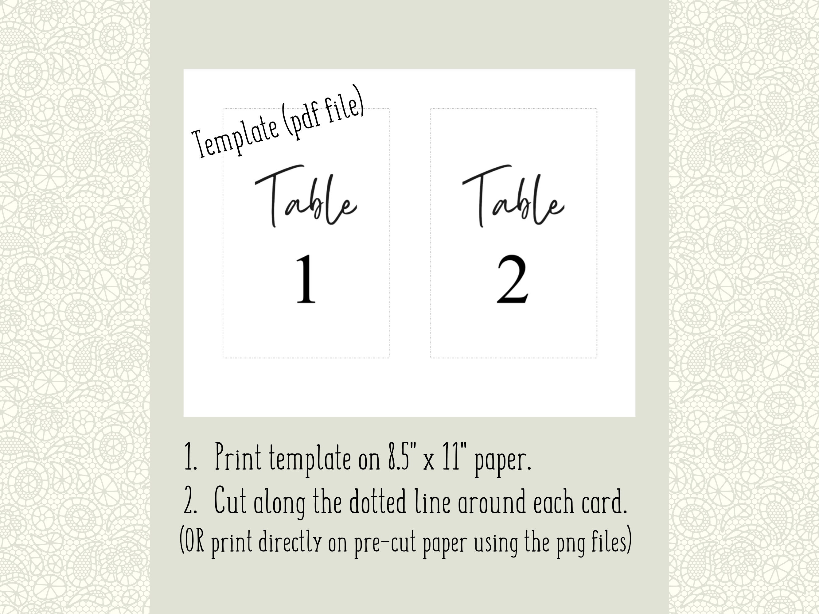 Wedding Table Numbers, Printable Table Numbers, Table 1-50, DIY ...