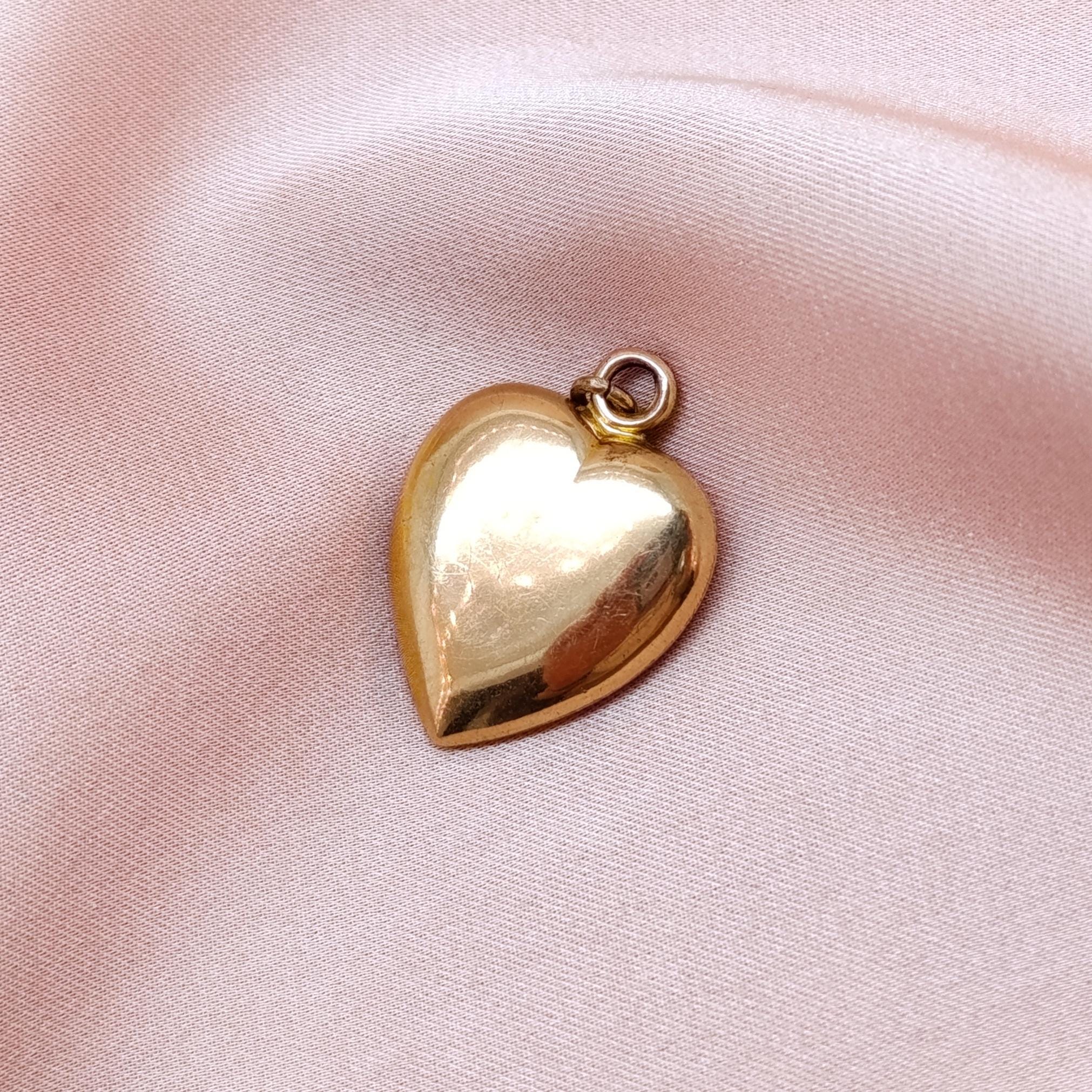 Lovable Antique French Heart Charm Pendant Rolled Gold Faux Fire Opal ...