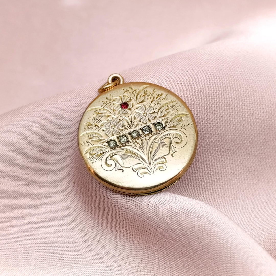 Exquisite Edwardian Gold Filled Beatrice Photo Locket Pendant Paste ...
