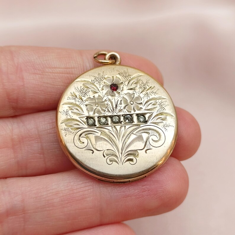 Exquisite Edwardian Gold Filled Beatrice Photo Locket Pendant Paste ...