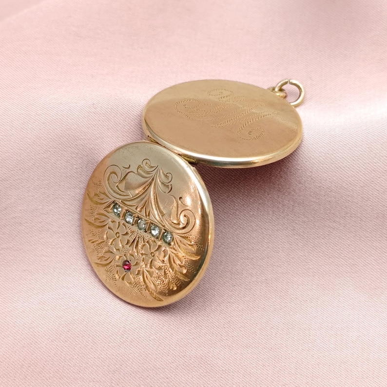 Exquisite Edwardian Gold Filled Beatrice Photo Locket Pendant Paste ...