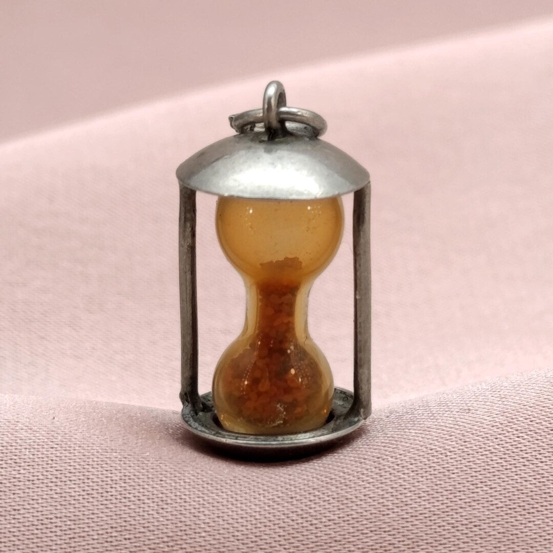 Vintage Hourglass Sand Glass Silver Charm Pendant Sterling Silver ...