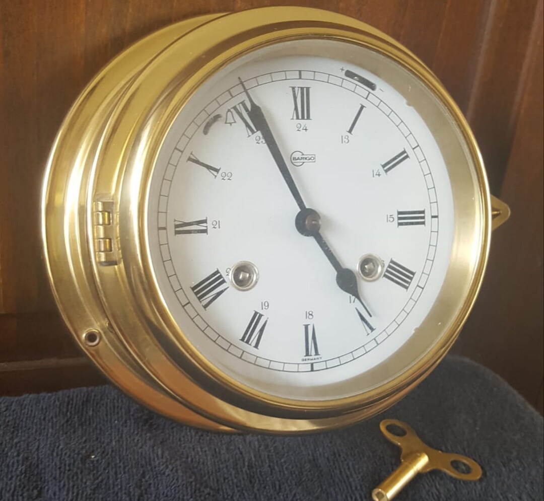 Barigo Skipper Brass Chiming Mechanical Bell Clock Nautical Instruments ...