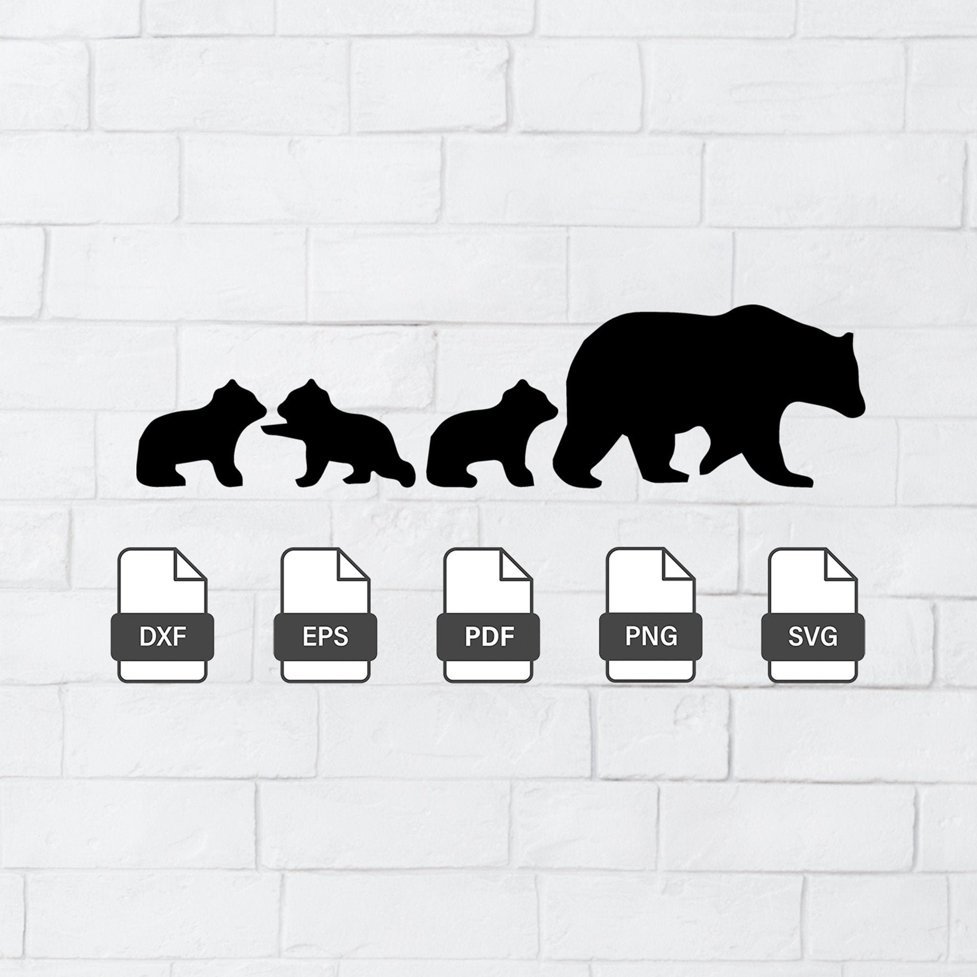 Mama Bear and Cubs Silhouette Cutting File Laser Cutter Cricut Machine ...