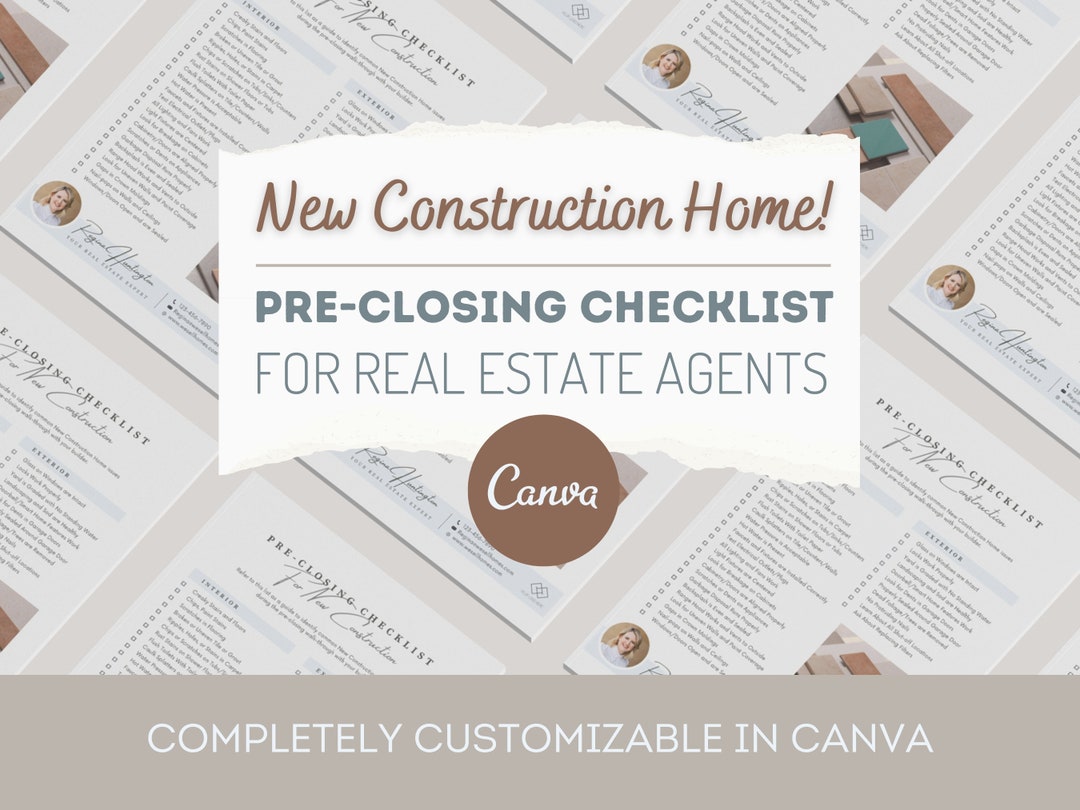 Editable Pre-closing New Construction Checklist | for Realtors | Double ...