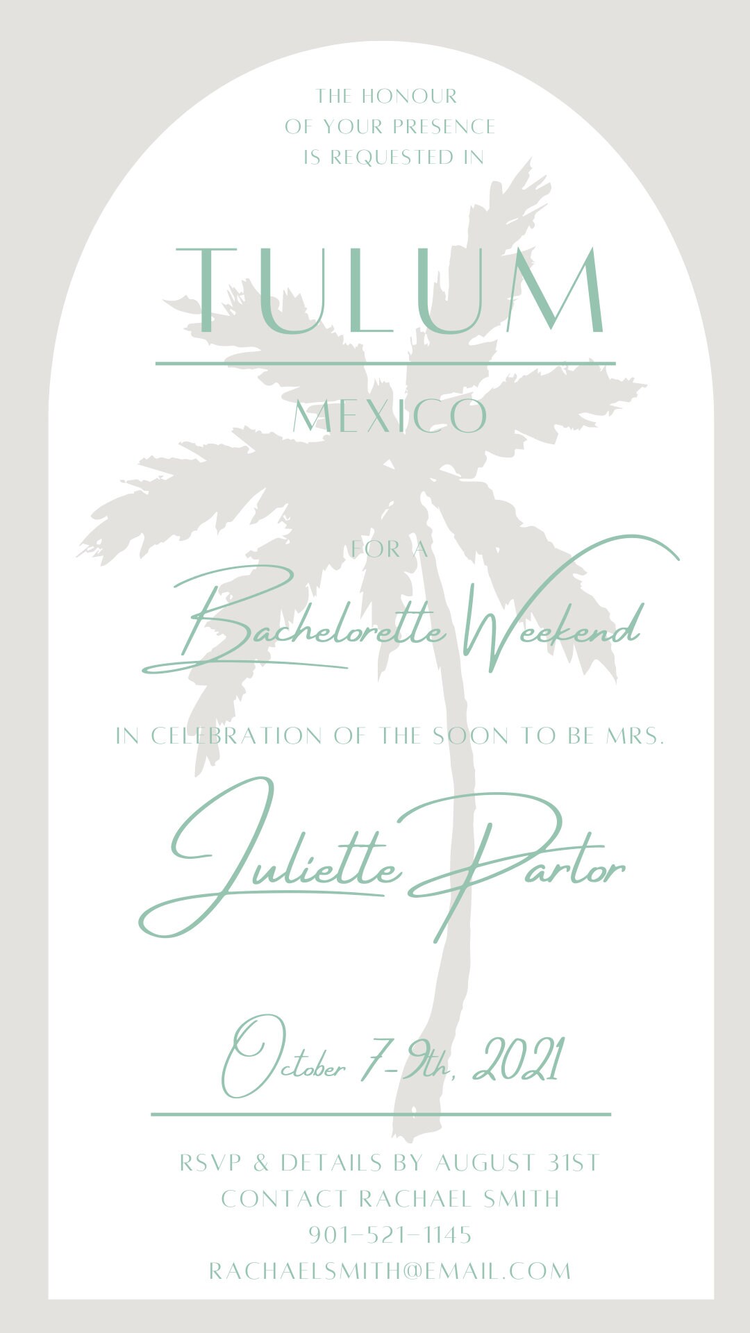 Tulum Bachelorette Party Invitation Itinerary Evite Tropical Editable ...