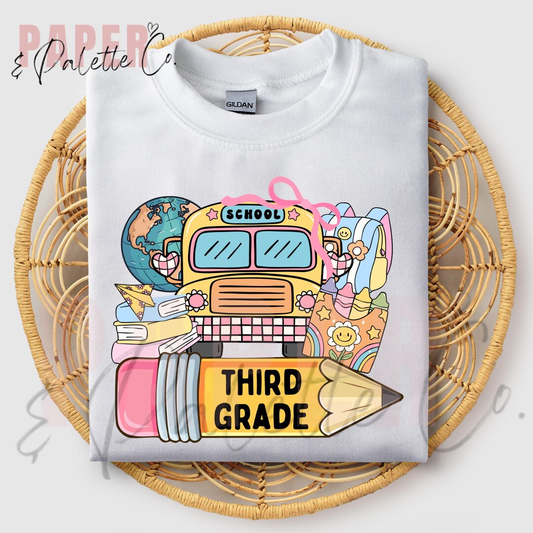 Back to School Third Grade Cute School Supplies PNG | Cute School ...