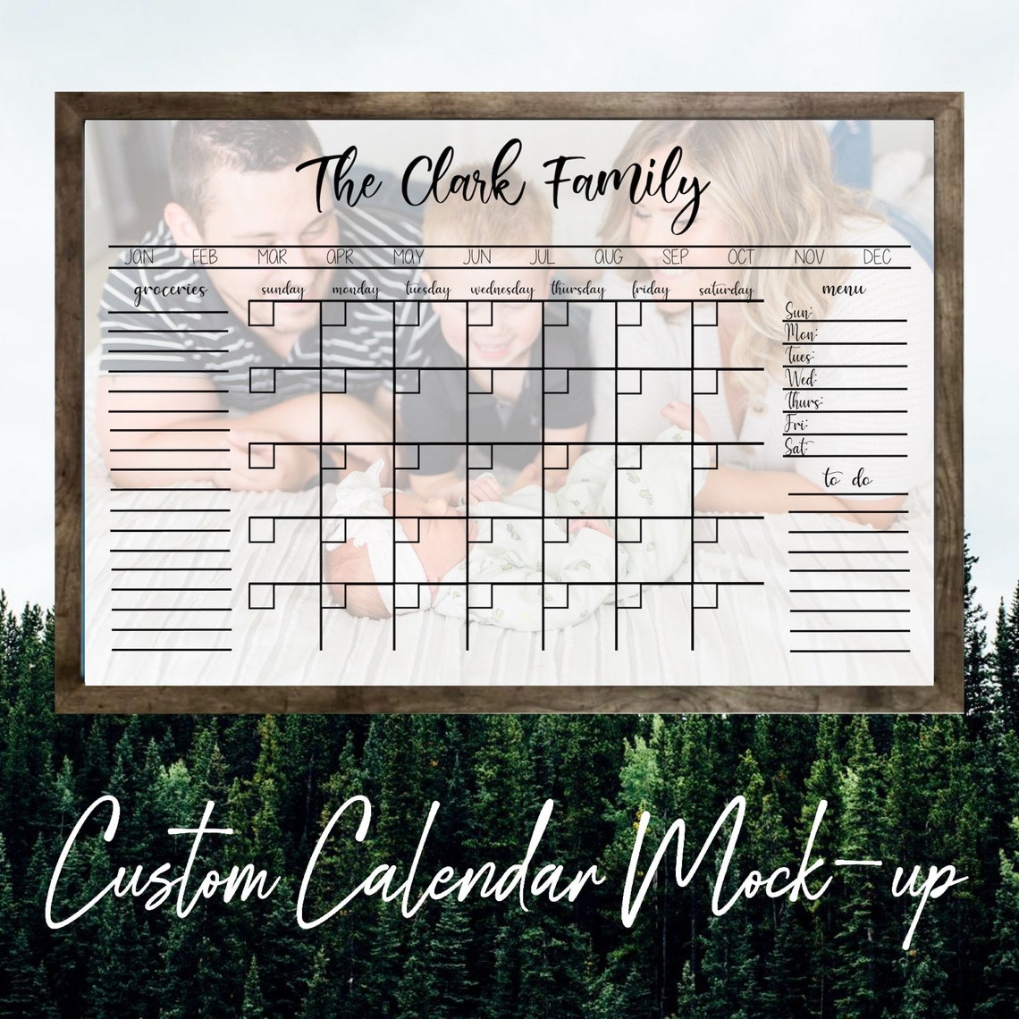 Custom Family Calendar Printable | Large Monthly Planner (digital ...