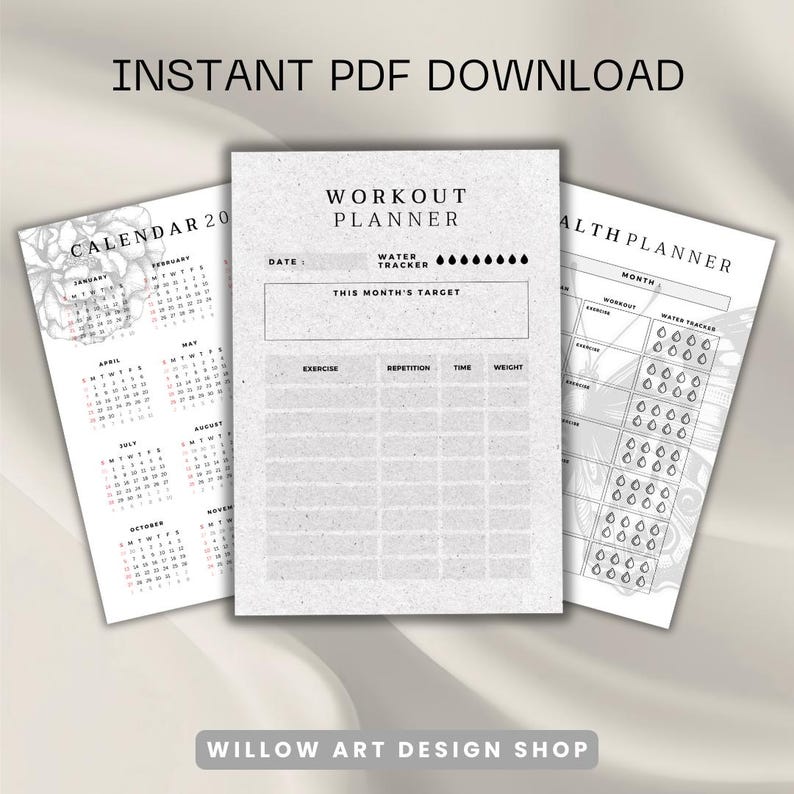 Elegant 2026 Digital Planner Botanical Sketch Rose Theme Print at Home ...