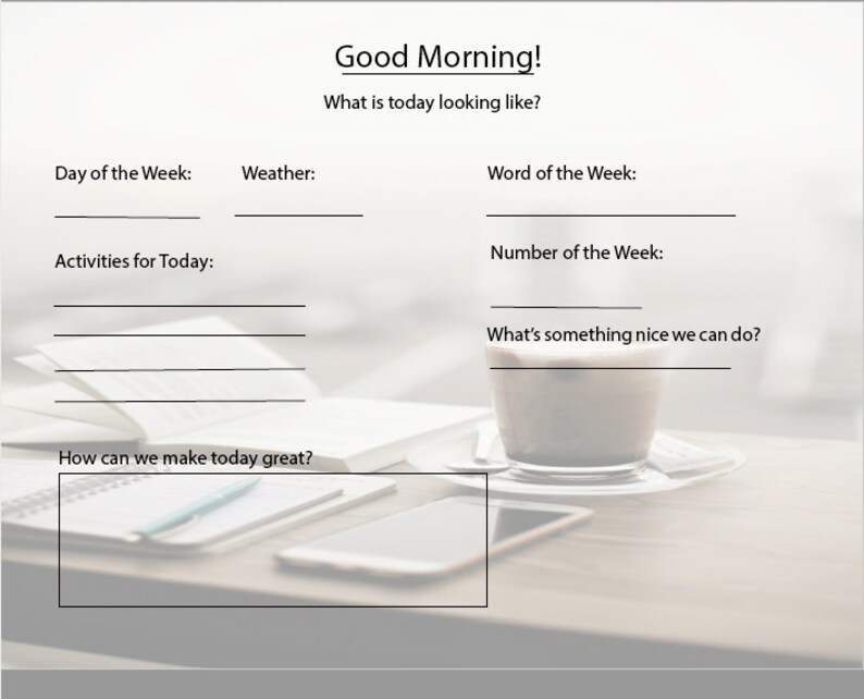 Good Morning Learning Chart for Toddlers Learning Chart Day - Etsy