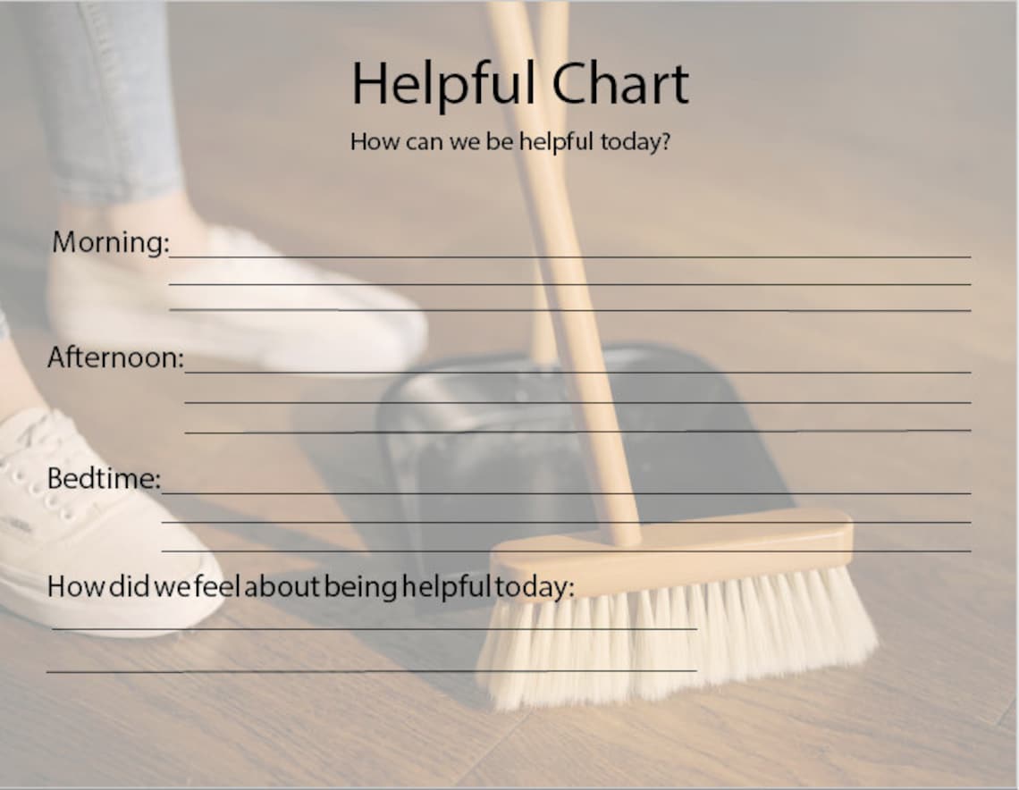 Helper Chart for Toddlers | Learning Chart, Day Planner for Parents and ...