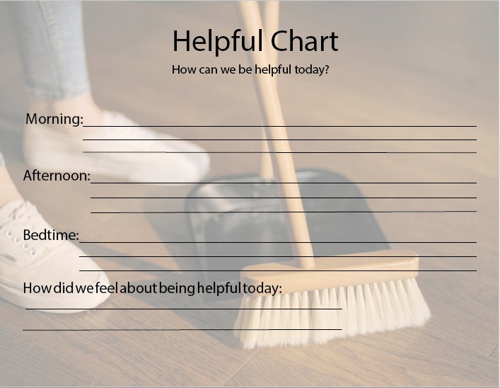 Helper Chart for Toddlers | Learning Chart, Day Planner for Parents and ...