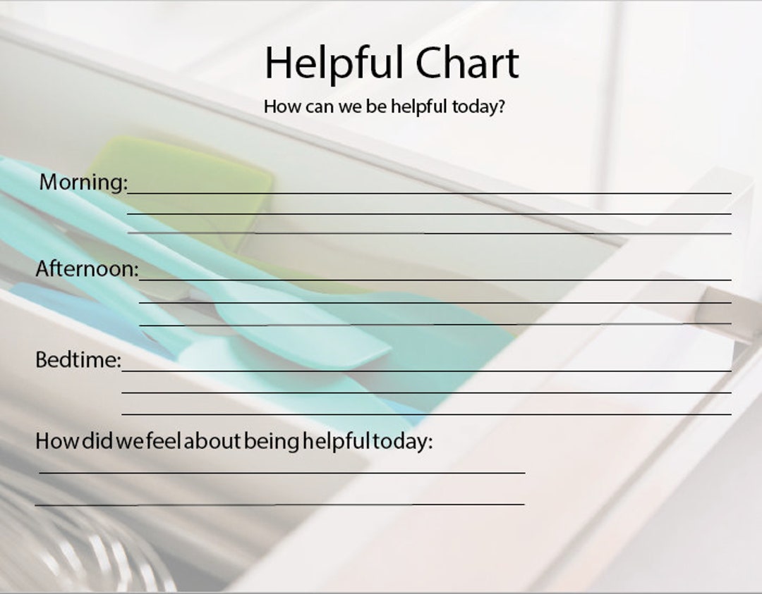 Helper Chart for Toddlers | Learning Chart, Day Planner for Parents and ...