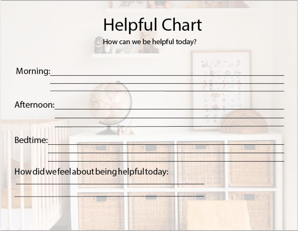 Helper Chart for Toddlers | Learning Chart, Day Planner for Parents and ...