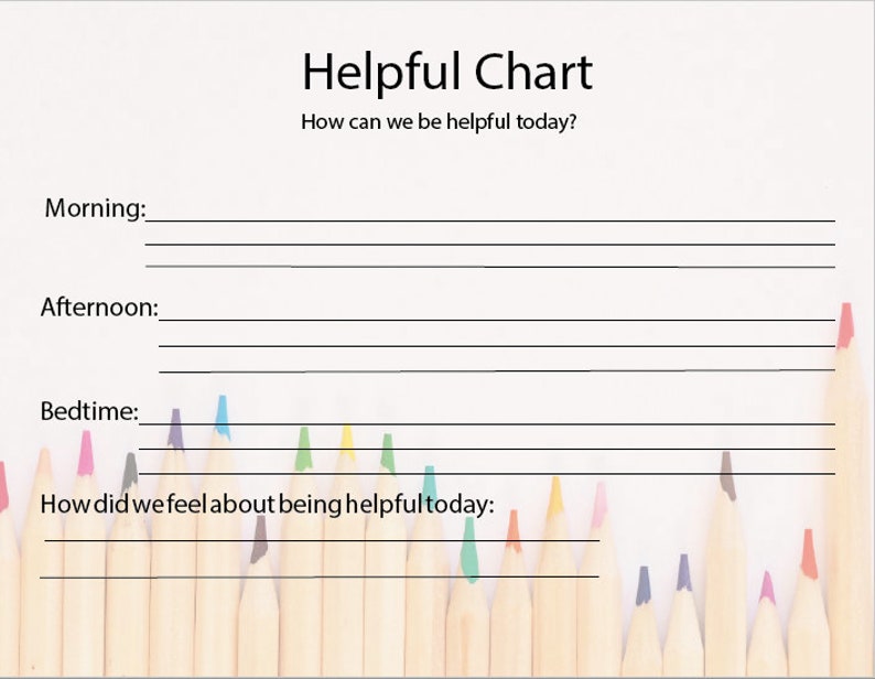 Helper Chart for Toddlers | Learning Chart, Day Planner for Parents and ...