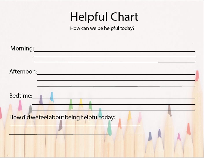 Helper Chart for Toddlers | Learning Chart, Day Planner for Parents and ...