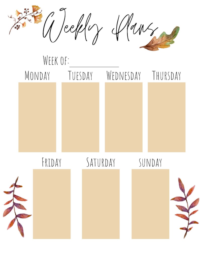 Fall Weekly Planner, Printable, PDF File - Etsy