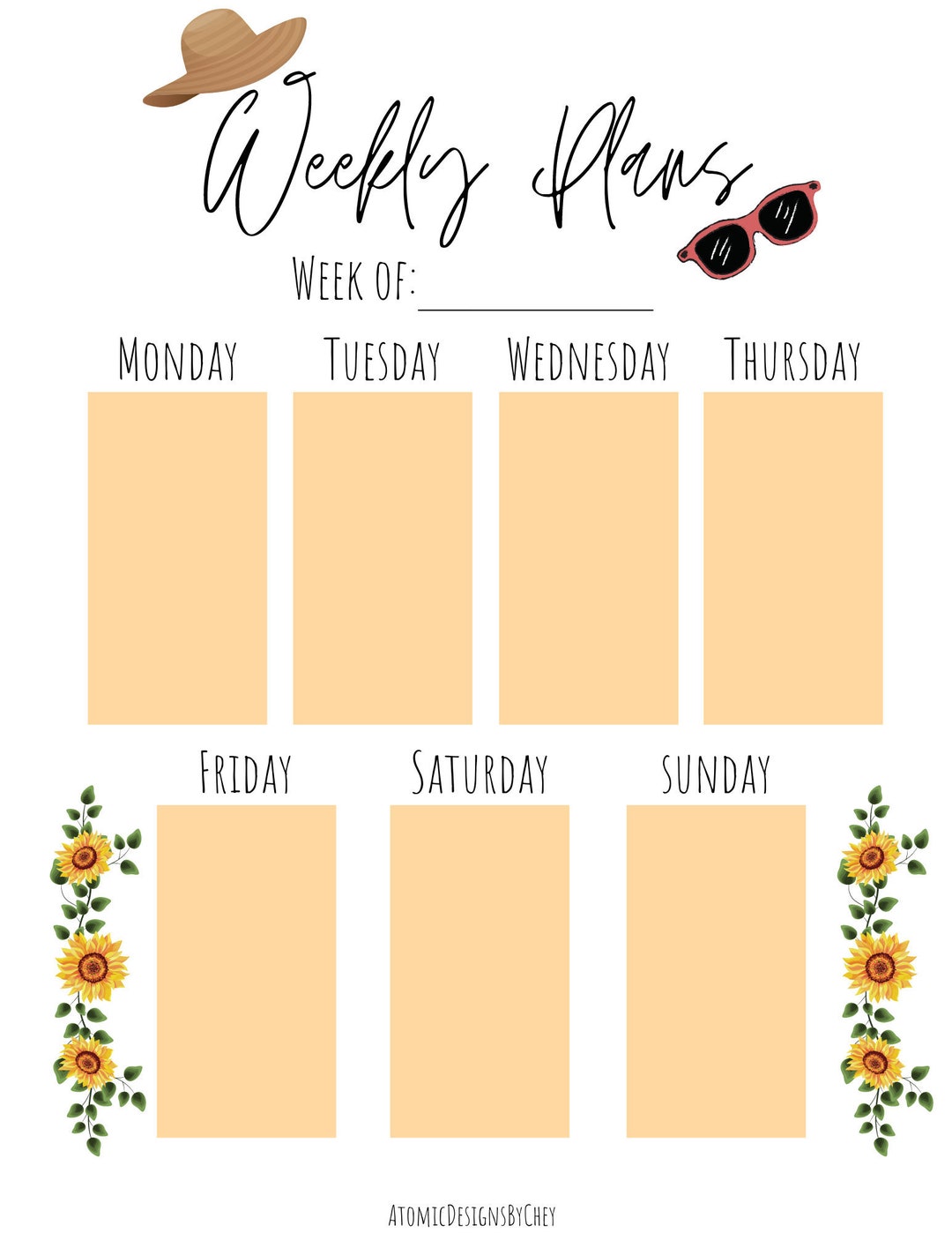 Summer Weekly Planner, Printable, PDF File - Etsy Singapore