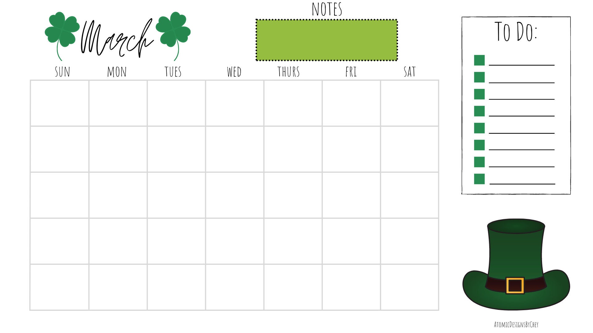 Themed Calendar, Printable, PDF File - Etsy