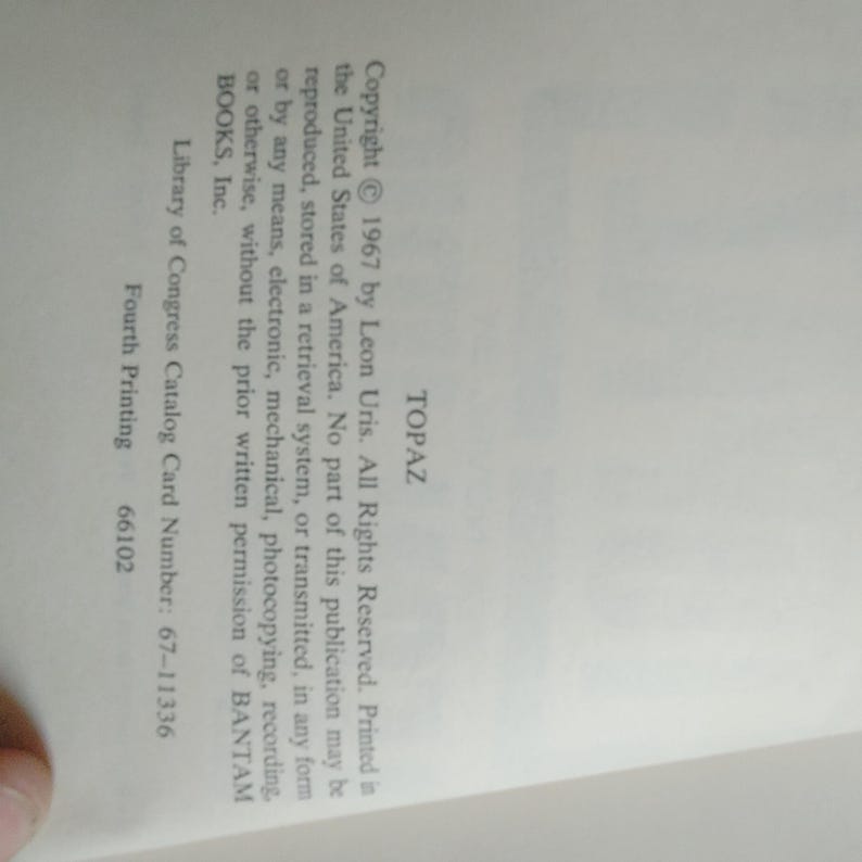 Topaz by Leon Uris First Edition 1967 - Etsy